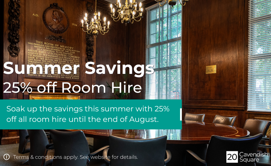 25% Off Room Hire!! | 20 Cavendish Square